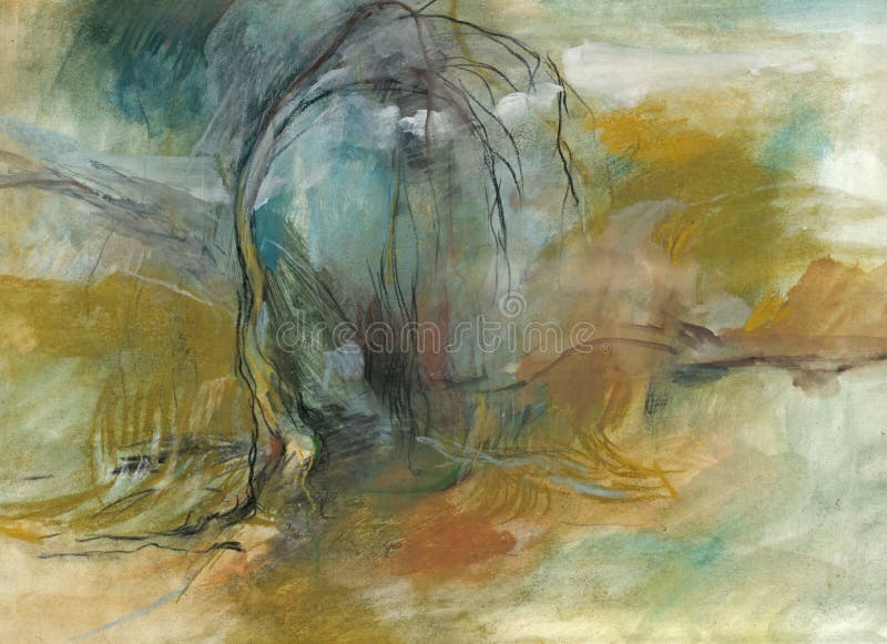 Alone and sad tree stock illustration. Illustration of painters - 6437965