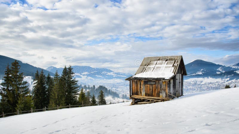 Alone Small House at the Top of Mountain Stock Photo - Image of outside ...
