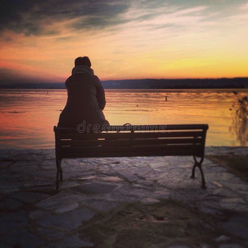 Alone in the sunset stock image. Image of happyness, sadness - 60861677