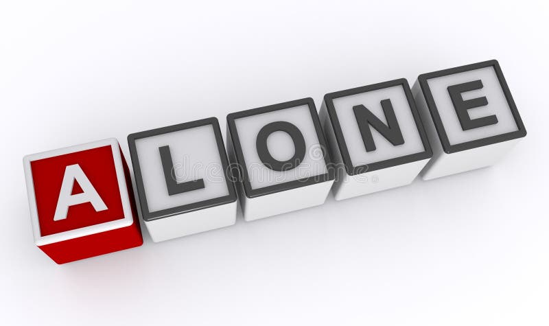 Alone word block on white stock illustration. Illustration of ...