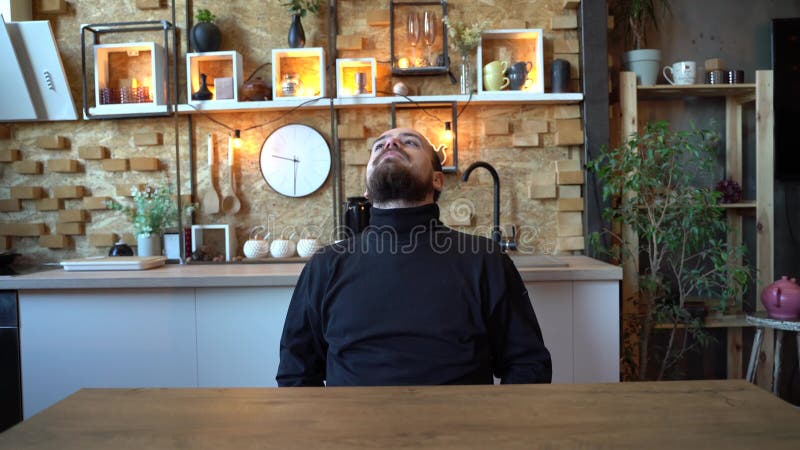 Alone Young Man with Beard, Sad in Depression. Stock Video - Video of ...