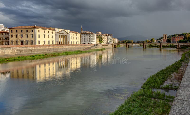 Along the Arno River in Florence - Italy Stock Image - Image of ...