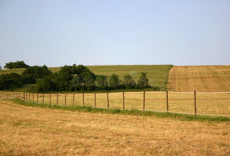 Empty Paddock With Shelter In The Horse Farm Stock Image - Image of ...