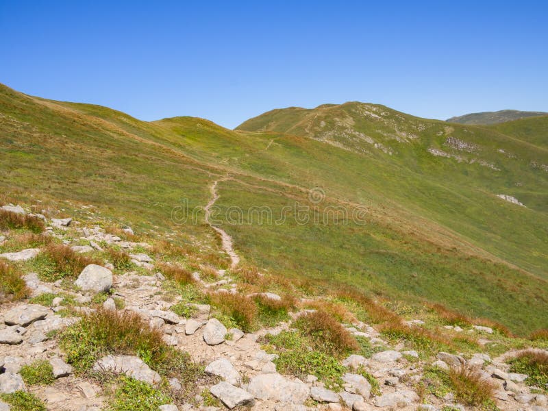 Along the Path Towards the Summit of the Mountain Stock Photo - Image ...