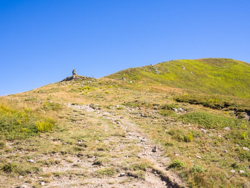 Along the Path Towards the Summit of the Mountain Stock Image - Image ...