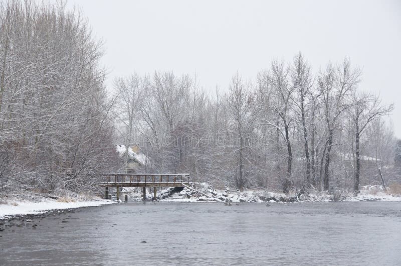 Along the River after a Fresh Snowfall Stock Image - Image of misty ...