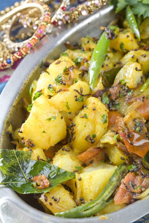 Aloo madras stock image. Image of leafs, blue, indian - 20377273