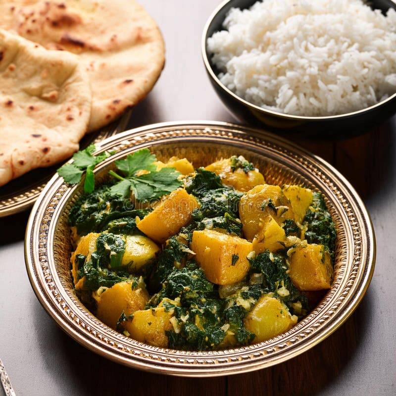 Aloo palak, AI generated stock illustration. Illustration of plain ...