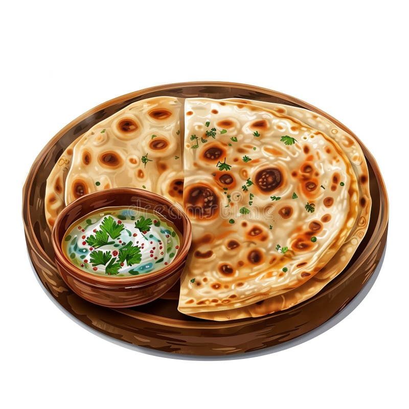 Aloo Paratha with Pickle and Curd Hindu Stock Illustration ...
