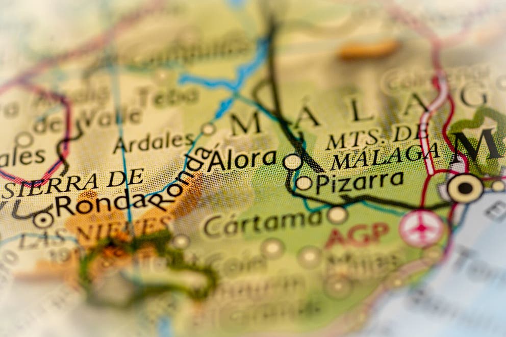 Alora, Spain Highlighted on a World Map Stock Photo - Image of ...