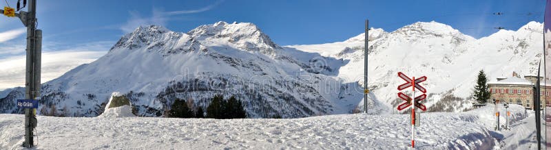 Alp Grum Station Along Bernina Express Railway Stock Image - Image of ...