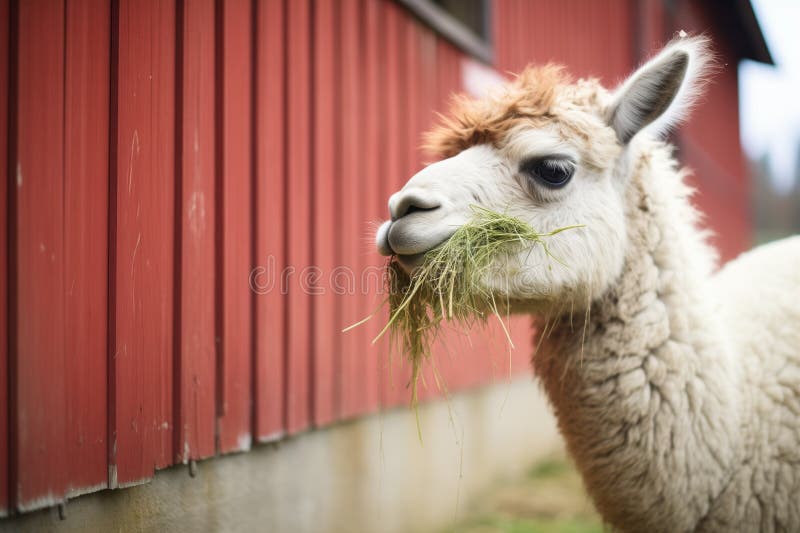 Alpaca Chewing Grass by Weathered Barn Stock Image - Image of ...