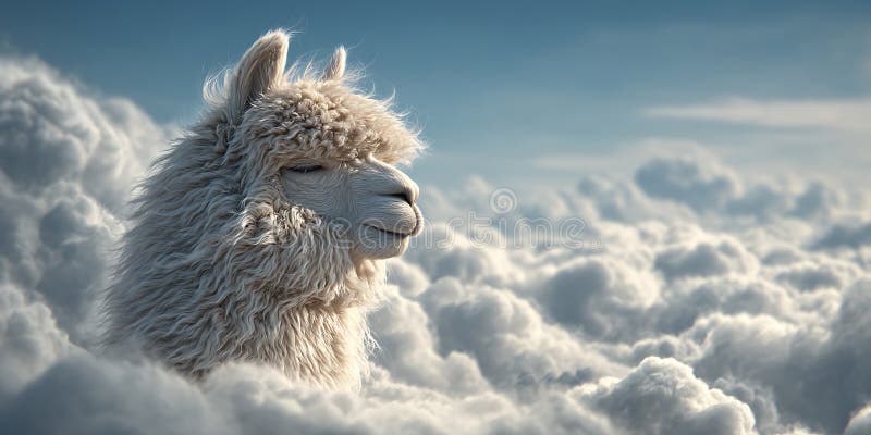 Alpaca in Clouds Dreamy AI Art Stock Illustration - Illustration of ...