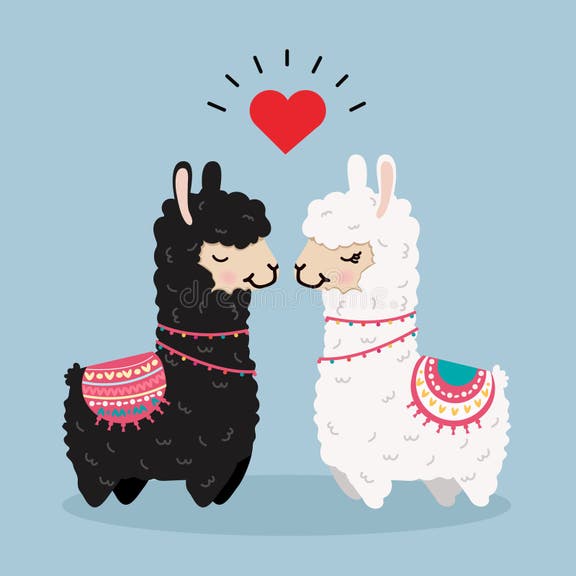 Alpaca Couple in Love Vector Stock Vector - Illustration of cute, farm ...