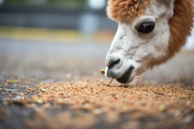 Alpaca Munching on Grain Pellets Stock Illustration - Illustration of ...