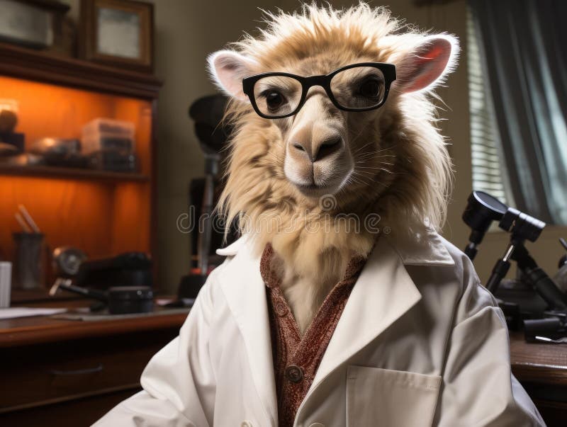 Alpaca Scientist Conducts Experiments with Precision Stock Illustration - Illustration of ...