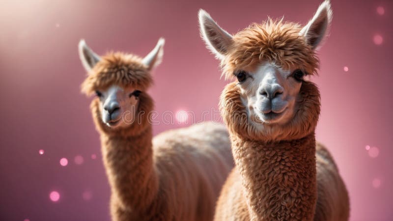 Alpaca Standing in Front of Pink Background. Stock Photo - Image of ...
