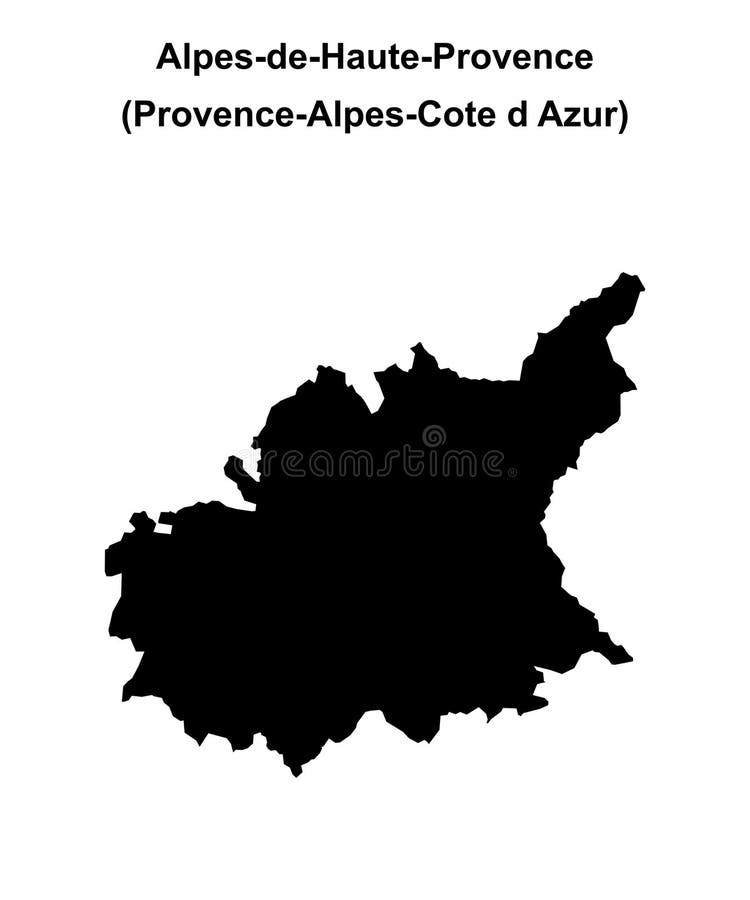 Alpes-de-Haute-Provence Outline Map Stock Vector - Illustration of azur ...