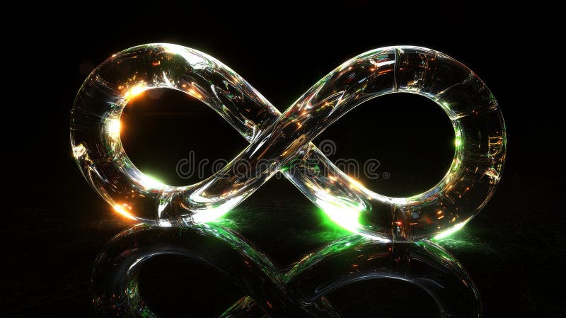 With Alpha Channel, 3d Render Glass Infinity Symbol with Neon in Loop ...