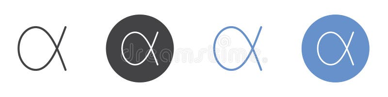 Alpha Icon Flat Set in Black and White Color Stock Vector ...