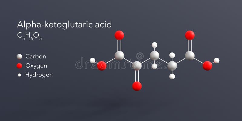 Alpha-ketoglutaric Acid Molecule 3d Rendering, Flat Molecular Structure ...