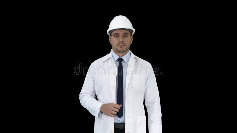 Confident Science Engineer Making Attention Hand Gesture Finger Up ...