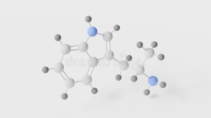Alpha-methyltryptamine Molecule 3d, Molecular Structure, Ball and Stick ...