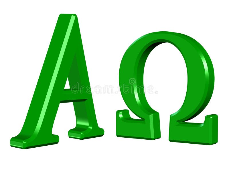 Alpha and Omega, Symbols, 3D Illustration Stock Illustration ...