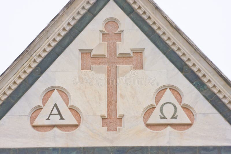 Alpha und Omega stockfoto. Bild von fassade, orange, kreuz - 41615982