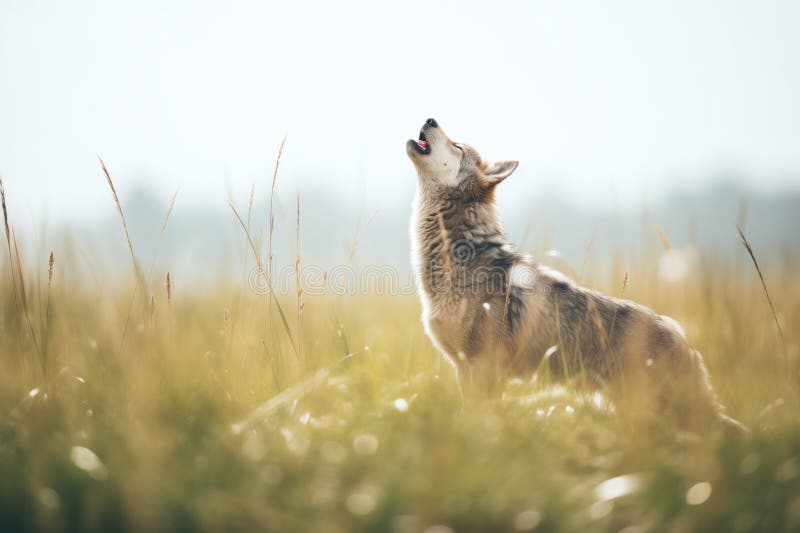Alpha Wolf Howling To Assert Dominance in a Meadow Stock Image - Image ...