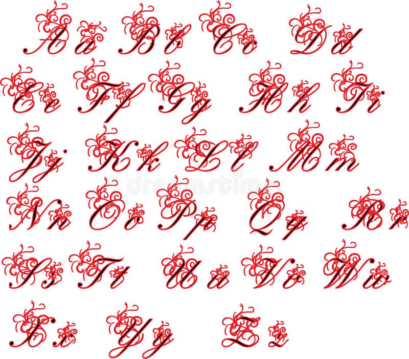Alphabet cursive floral stock illustration. Illustration of leaf - 14154662
