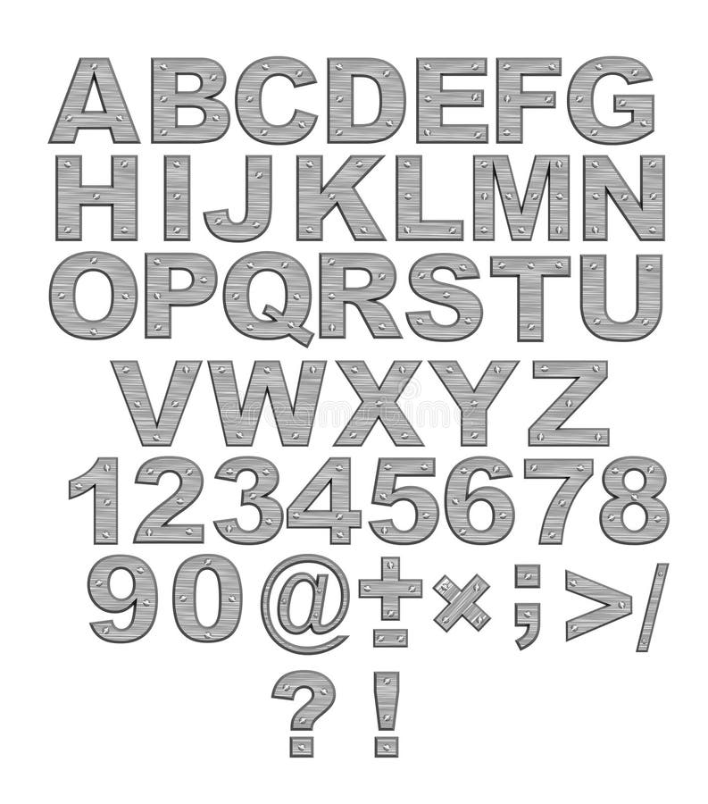 Alphabet - 3d Letters from Metal with Rivets Stock Illustration ...