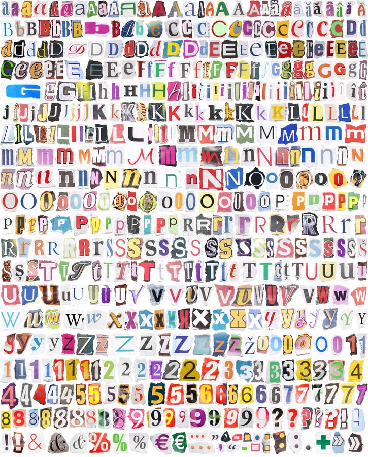 Vector Ransom Note- Cut Paper Letters, Numbers, Symbols Stock Vector ...