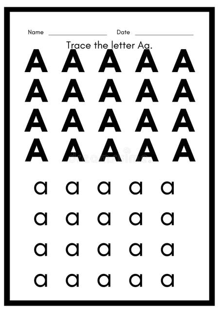 Alphabet Aa Letter Printable Letter Aa Tracing Worksheets Stock ...