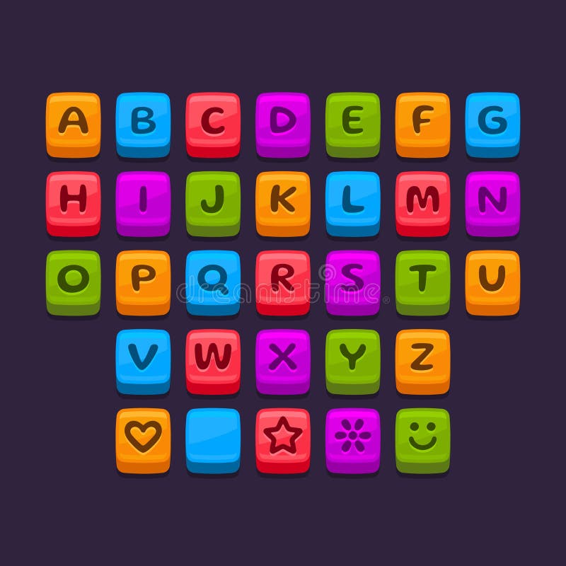 Alphabet ABC Icon Set on Dark Background. Vector Stock Vector ...