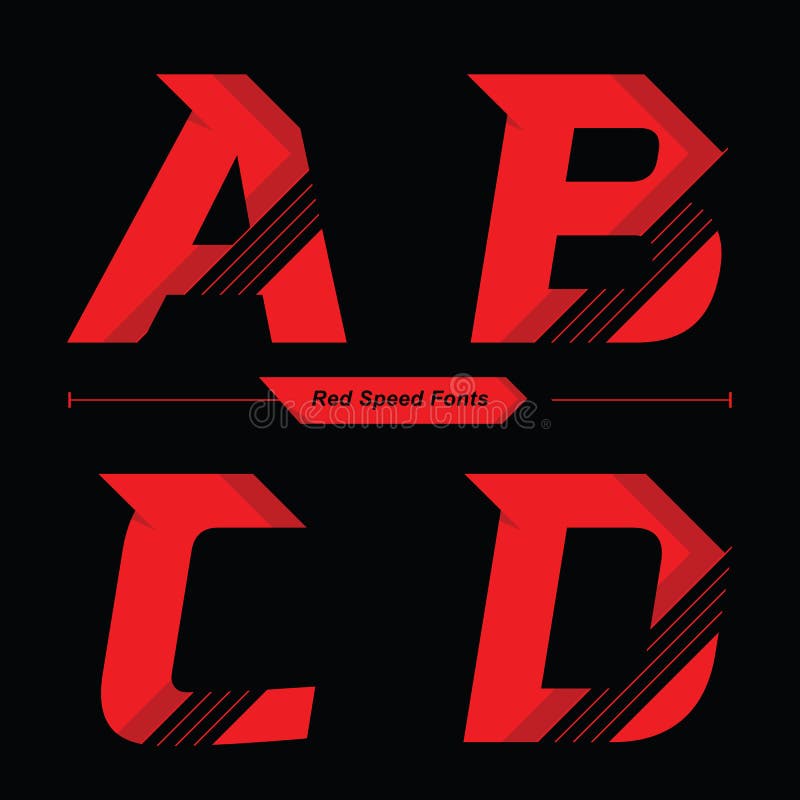 Alphabet Abstract Red Speed Style in a Set ABCD Stock Vector ...