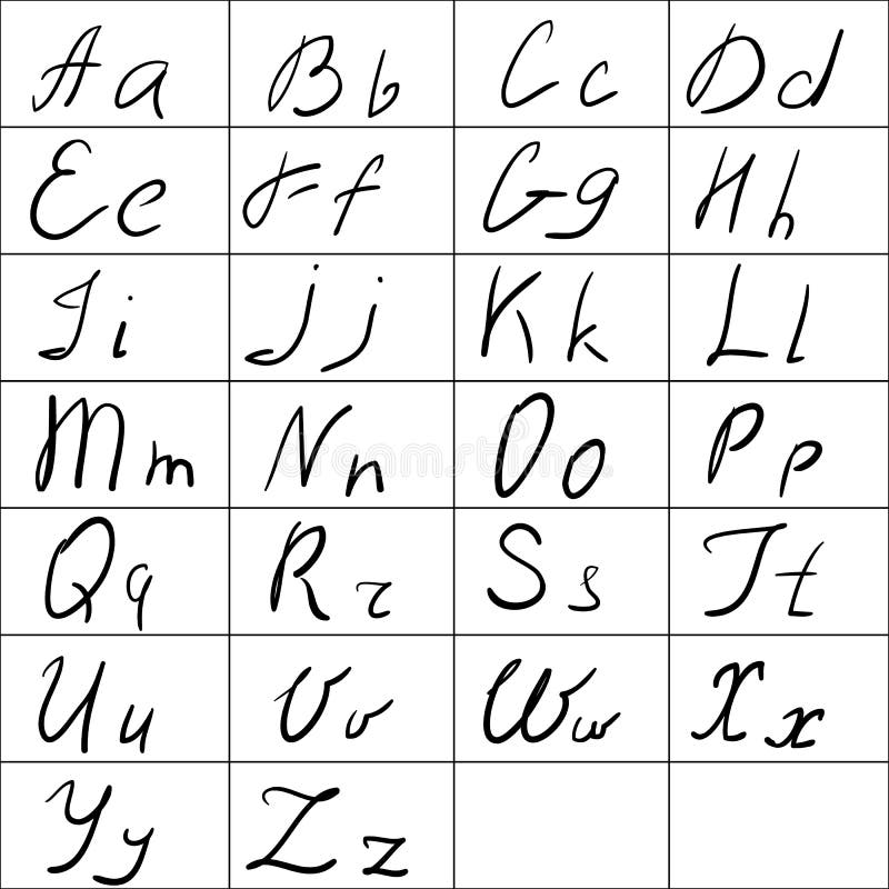ABC - Alphabet Anglais - Calligraphique Manuscrit Illustration de ...