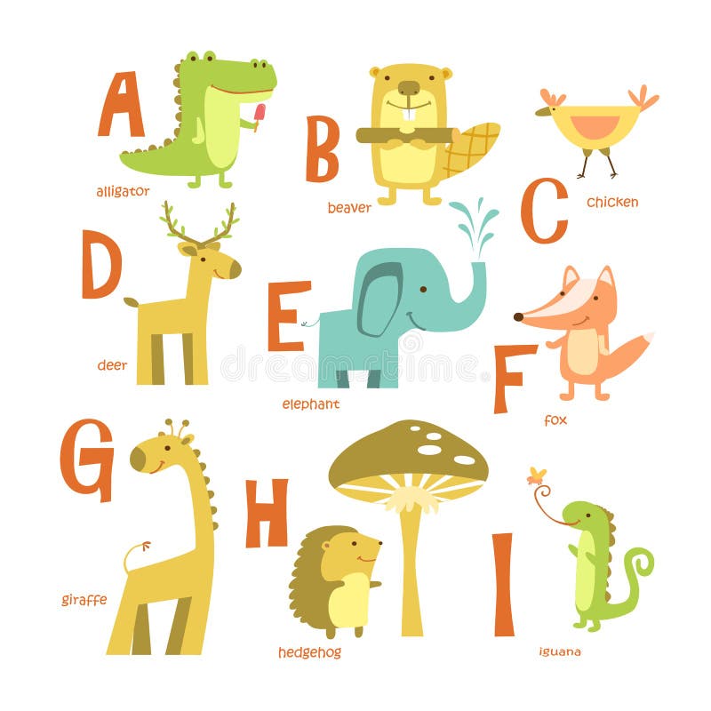 Alphabet and animals stock vector. Illustration of funny - 92036482