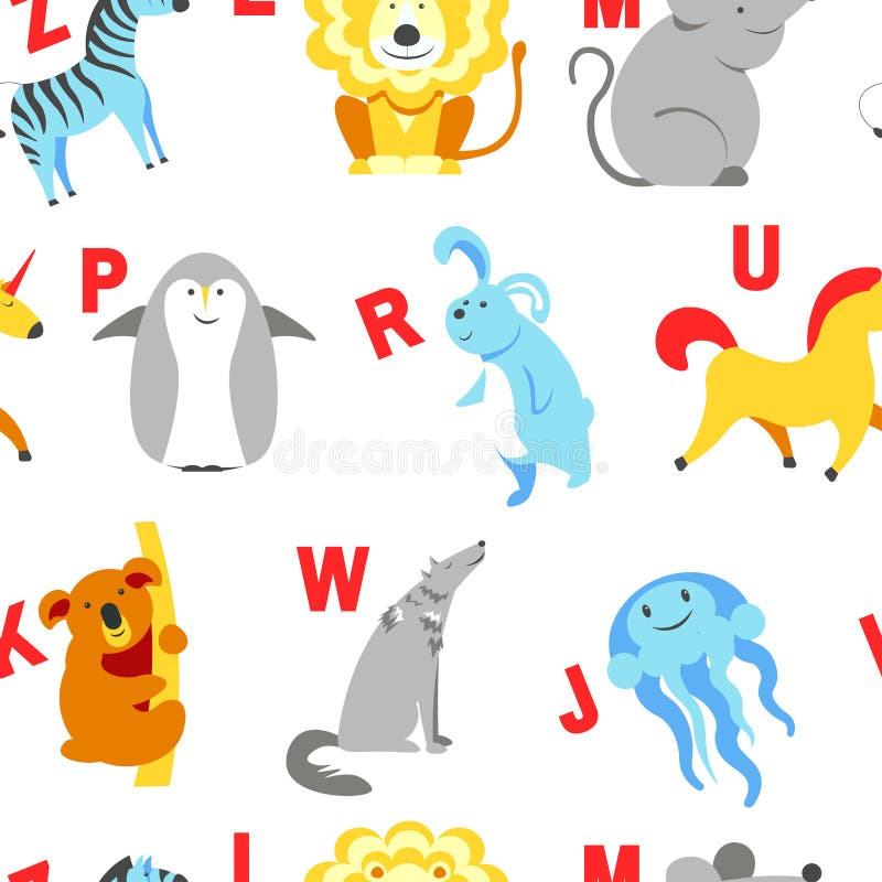 Alphabet Animals and Letters Study Material for Children Vector. U for ...