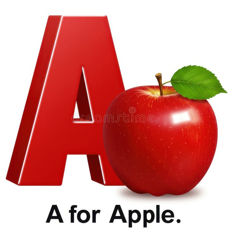 Alphabet a for Apple Isolated on White Background Stock Illustration - Illustration of fruit ...