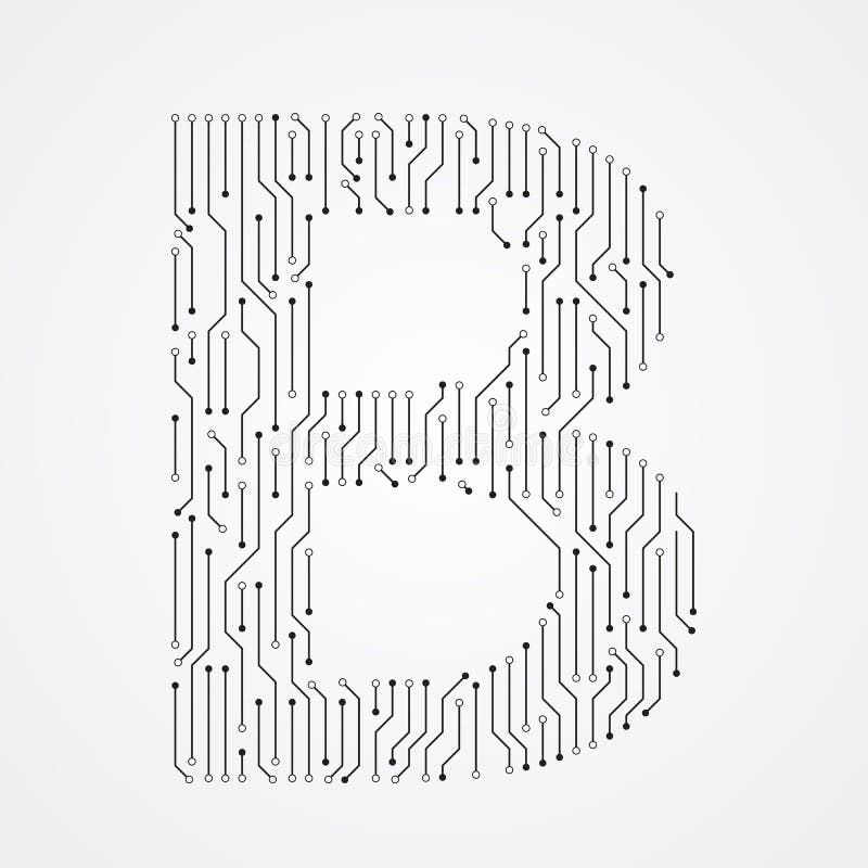Alphabet B Shape Digital Line Design Stock Vector - Illustration of ...