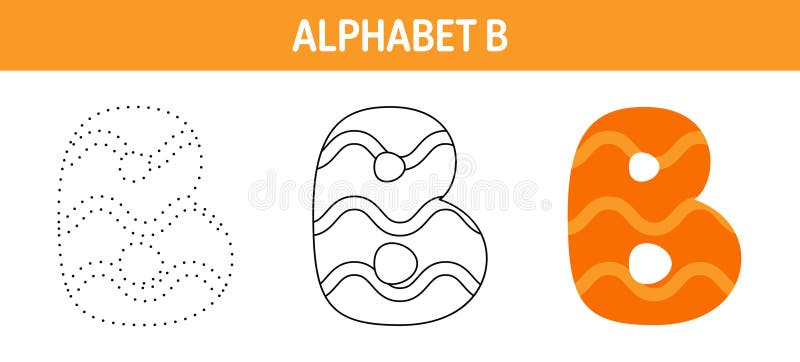 Alphabet B Tracing and Coloring Worksheet for Kids Stock Vector ...