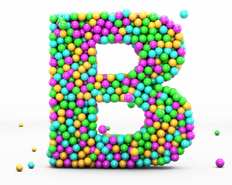 Alphabet Balls Multi-colored, Kids Font 3d Render. Letter B Stock ...