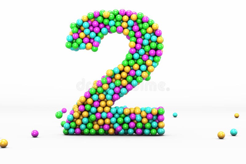 Alphabet Balls Multi-colored, Kids Font 3d Render. Number 2. Isolated ...