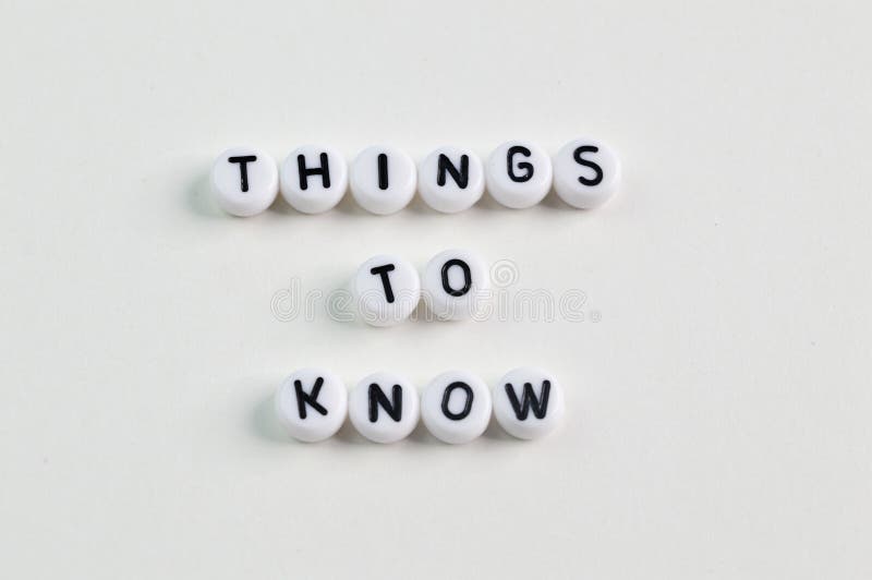 Alphabet Beads with Text THINGS TO KNOW Stock Photo - Image of guide ...