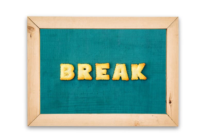 Alphabet Biscuits ,word BREAK on Chalkboard Background. Stock Photo ...