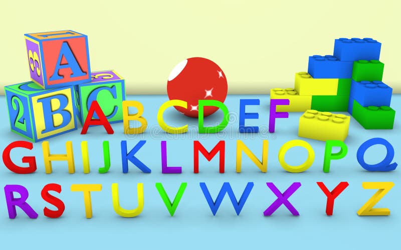 Alphabet and Blocks stock illustration. Illustration of children - 10679568