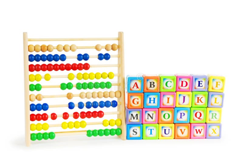 Alphabet Blocks and Abacus Isolated Stock Photo - Image of learn ...
