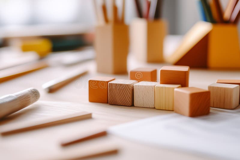 Alphabet Blocks are Artistically Positioned on a Table, Surrounded by ...