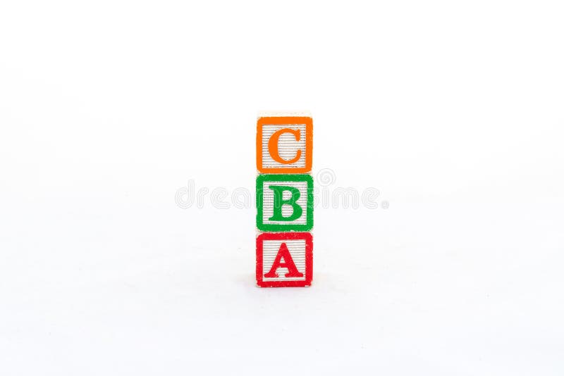 Alphabet Blocks C, B and a Stacked, and Isolated on White Background ...